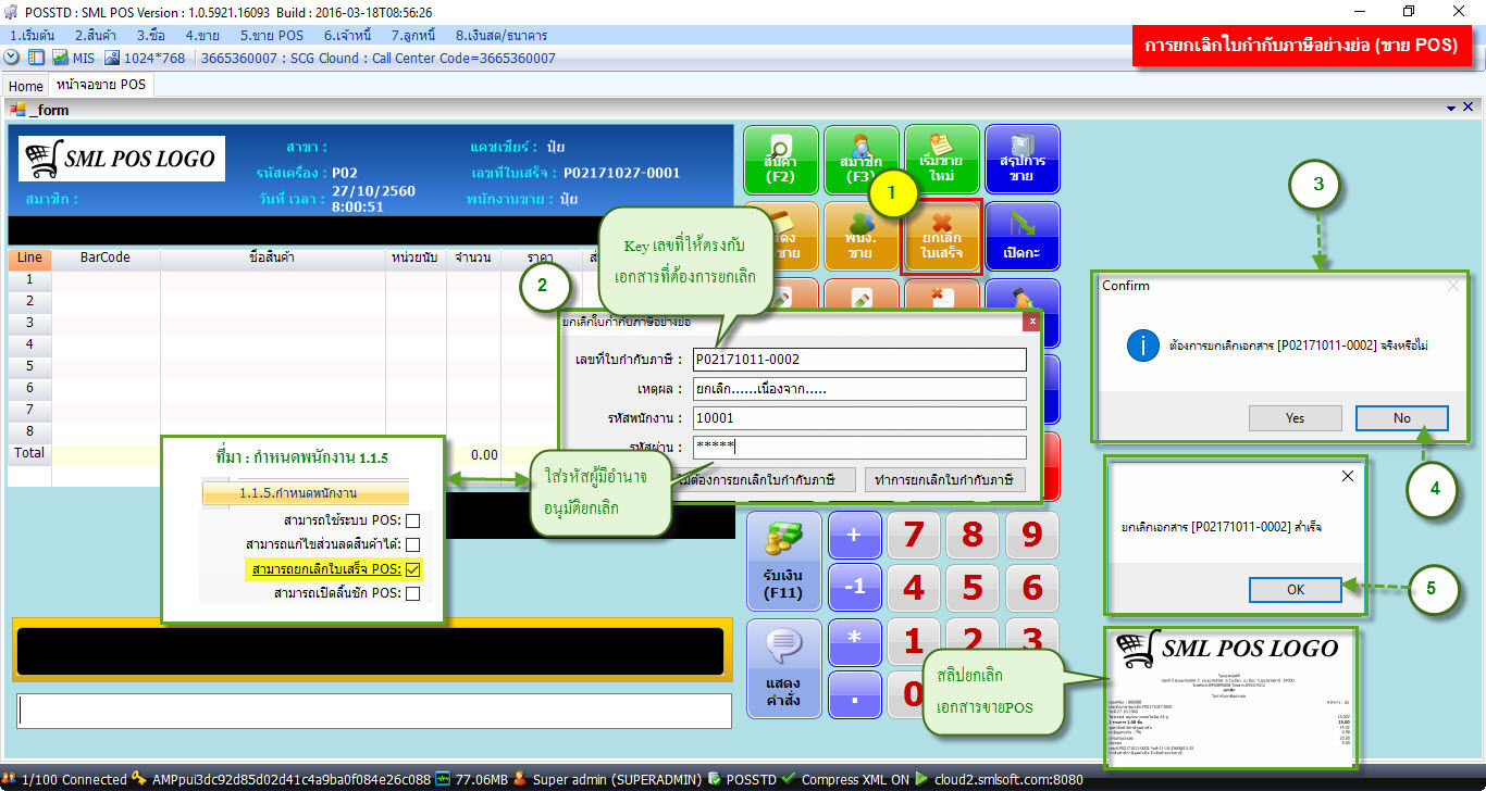 วิธีการยกเลิกบิลขาย POS | SML Document